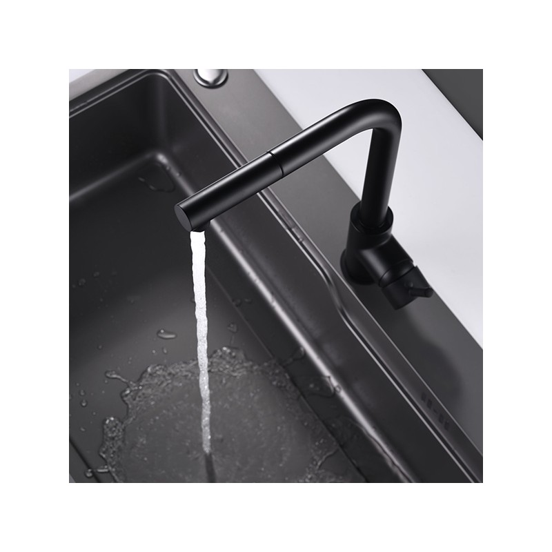 Imex uittrekbare keukenkraan met één hendel in mat zwart, serie Malta